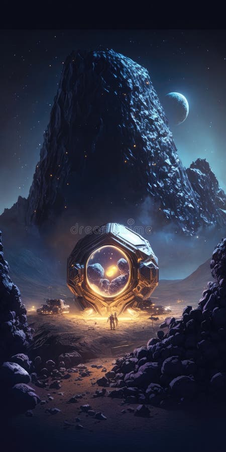 Space Miningsteroid Mining Extraterrestrial Resources Mobile Wallpaper. Generative AI Stock ...