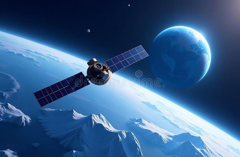 Space Module or Space Station Orbiting Planet Earth Stock Photo - Image ...