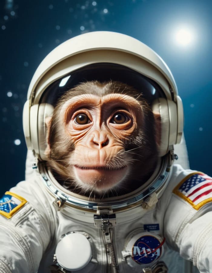 Space Monkey Astronaut Portrait Stock Photo - Image of space, discovery ...