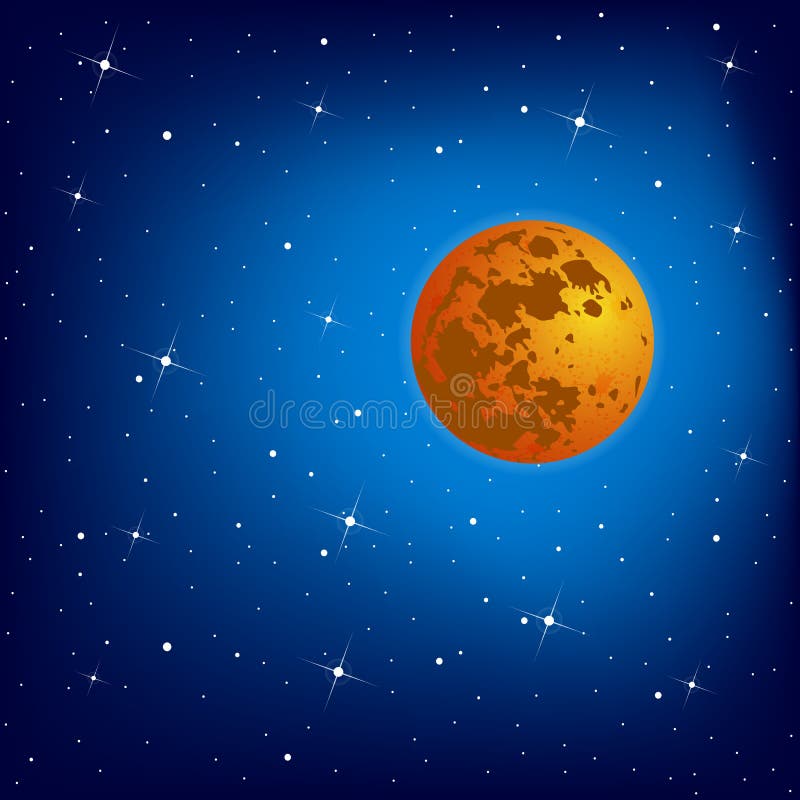 Space with the Moon. Vector Illustration. Stock Vector - Illustration ...