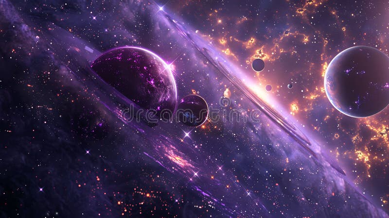 Space Navigator with Brilliant Celestial Bodies Stock Illustration ...
