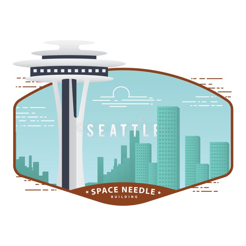 Space Needle Building. Vector Illustration Decorative Design Editorial ...