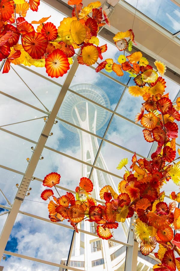 Space Needle through the Glass Editorial Stock Image - Image of glass ...