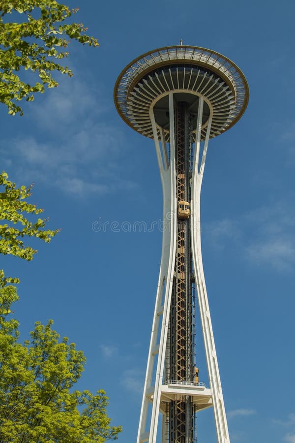 Space Needle with a Lift Framed by Tree in Seattle Editorial Image ...
