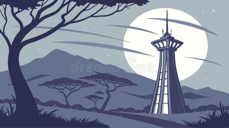 Space Needle Lighthouse Futuristic Urban Beacon, Vector Design ...