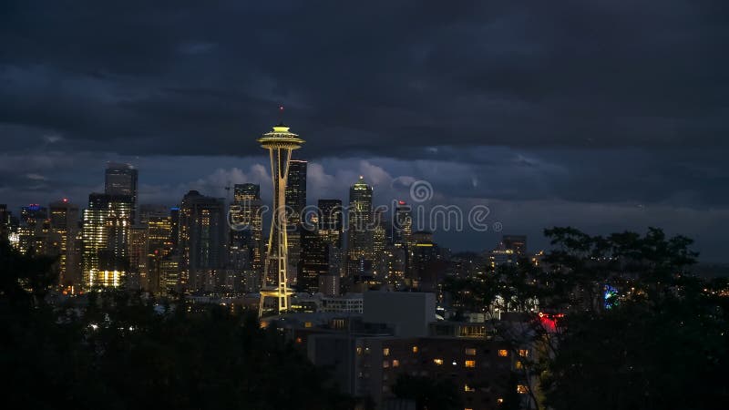 The Space Needle and Seattle at Night Editorial Image - Image of ...