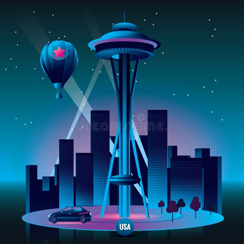 Space Needle. Vector Illustration Decorative Design Editorial Stock ...