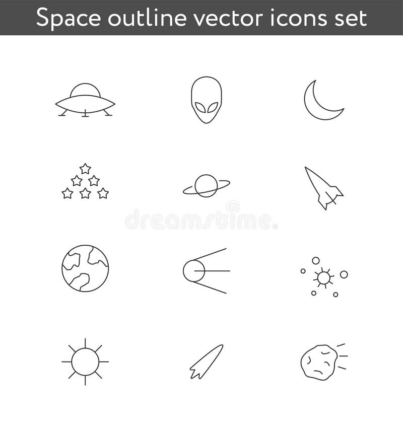 Space Lines Icons Vector Set Stock Vector - Illustration of concept ...