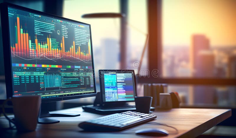 Space Office Interior, Business Office, Growth Charts, Digital Business ...