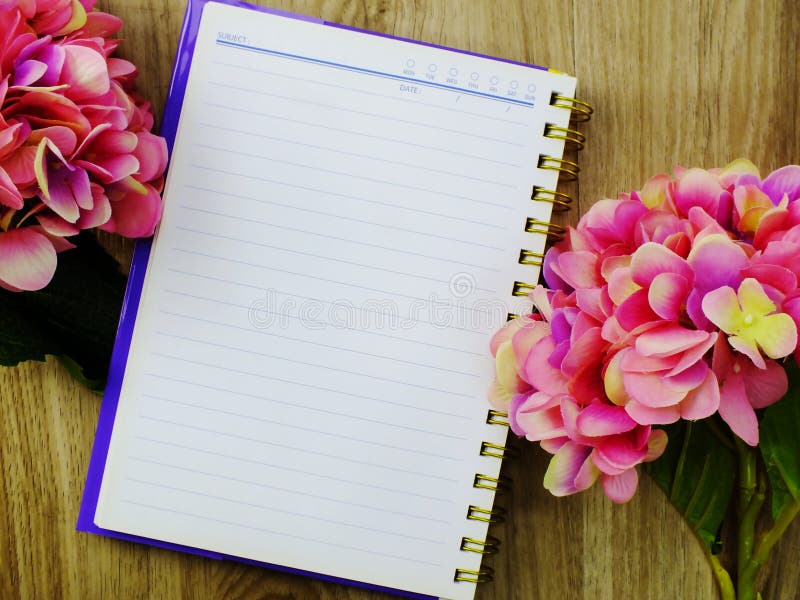 Space of Open Notebook for Copy and Beautiful Flowers Bouquet Stock ...