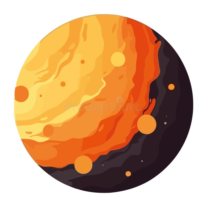 3D Orange Planet with Craters. Vector Object in Different Positions ...