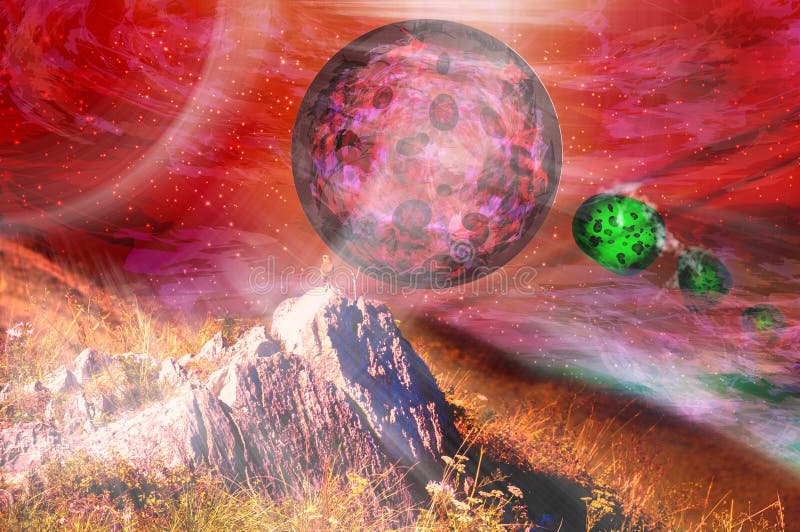 Space Panorama. Fire Planet Mars Stock Image - Image of stone, hill ...