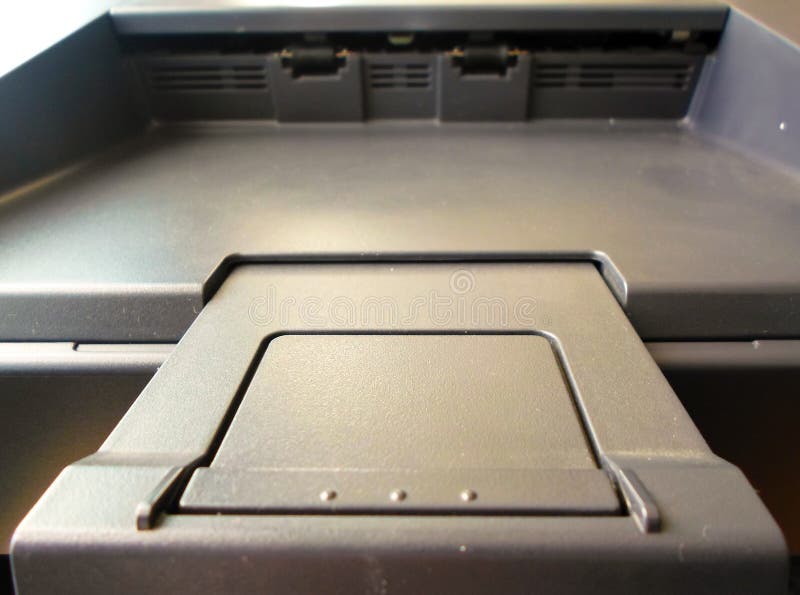 Paper Tray on the Printer. Black Printer. Printer Part Close-up Stock ...