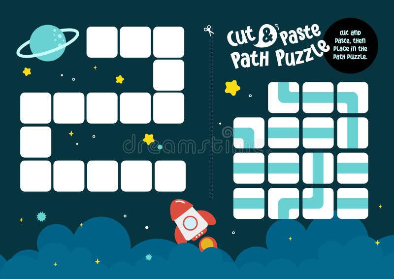 Printable Worksheet Cut and Paste Path Maze Puzzle Board Game for Kids ...