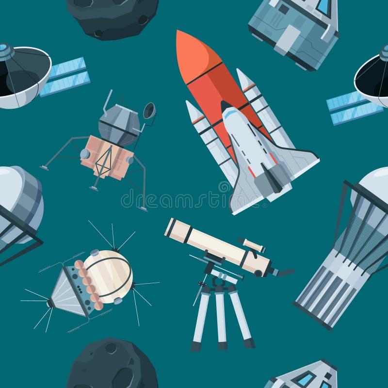 Space Pattern. Exploration Universe Items Telescope Comet Shuttle and ...