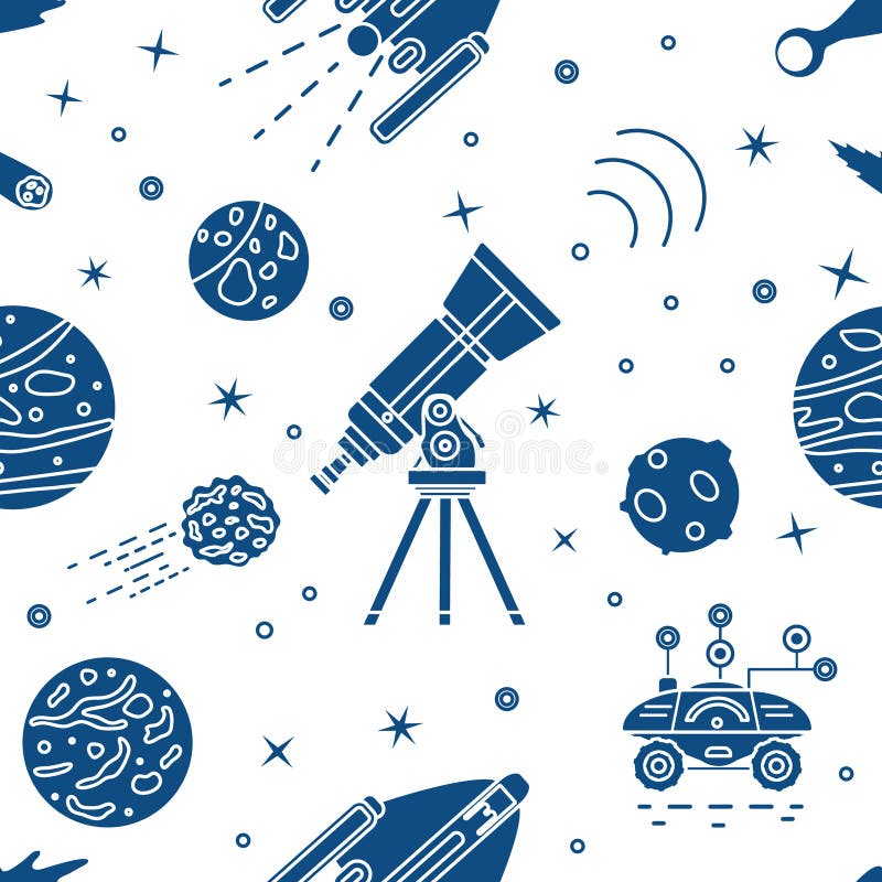 Space Pattern Telescope Planets Shuttle Galaxy Stock Vector ...