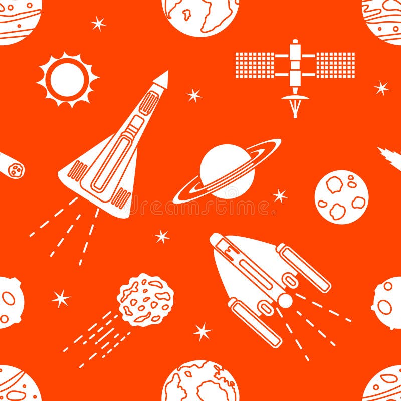 Space Pattern Telescope Planets Shuttle Galaxy Stock Vector ...