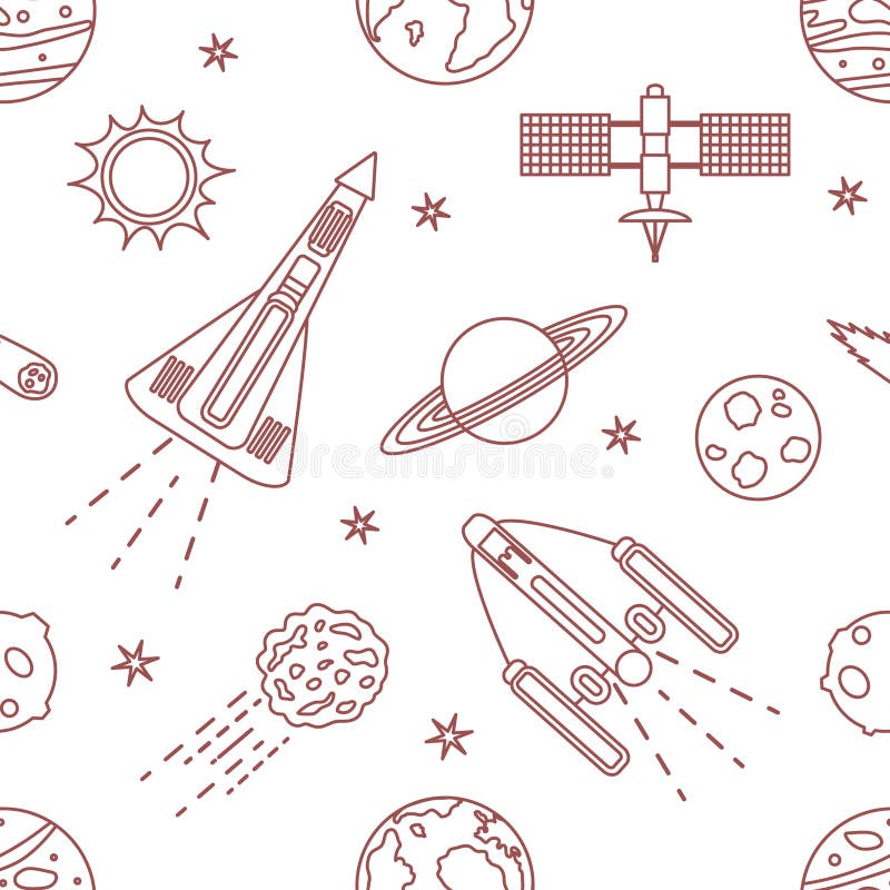 Space Pattern Telescope Planets Shuttle Galaxy Stock Vector ...