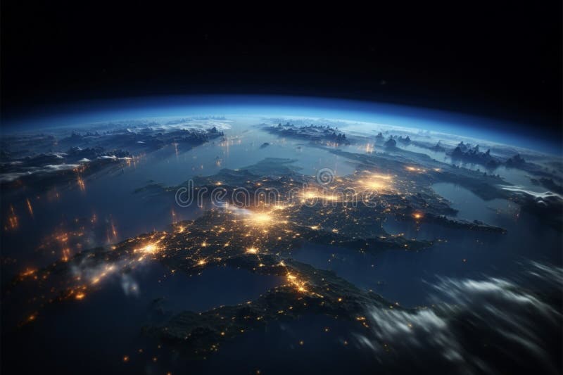 Space Perspective Earth View from Outer Space with Ideal Copy Stock ...