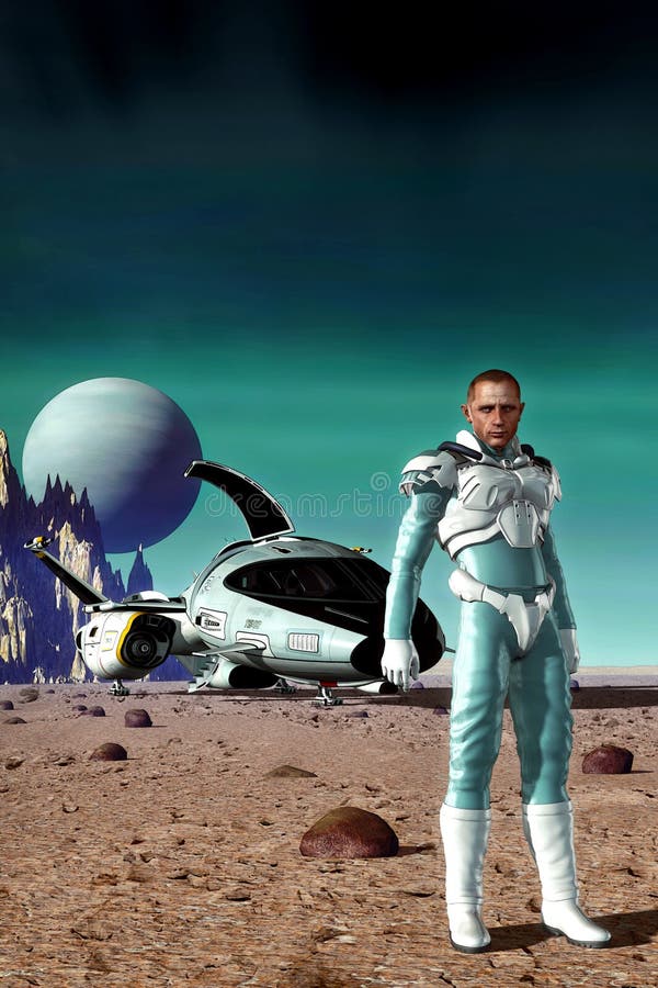 Space Pilot Spaceship and Planet Surface Stock Illustration ...