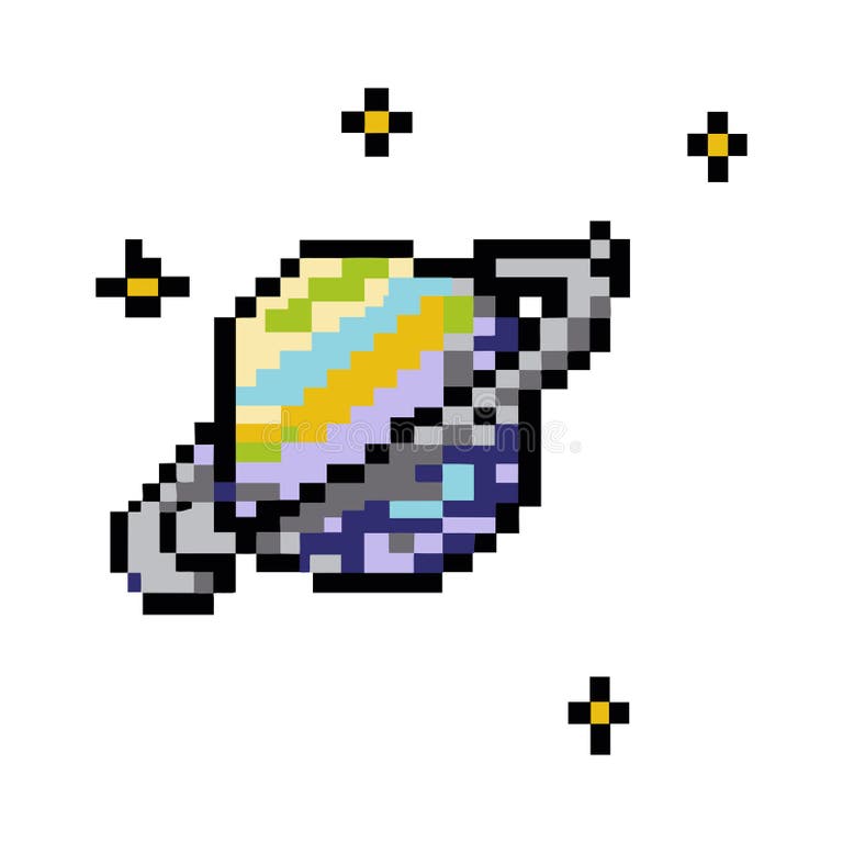 Space Pixel Art Concept Retro Game Design Stock Vector - Illustration ...