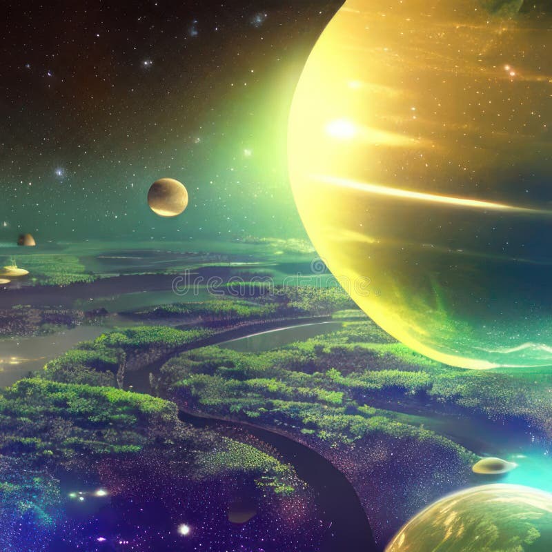Space And Planet Background Planets Surface With Craters Stars And Comets In Dark Space