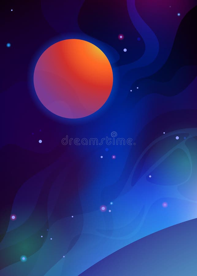 Space and Planet Background. Planet and Stars in Dark Space. Vector ...