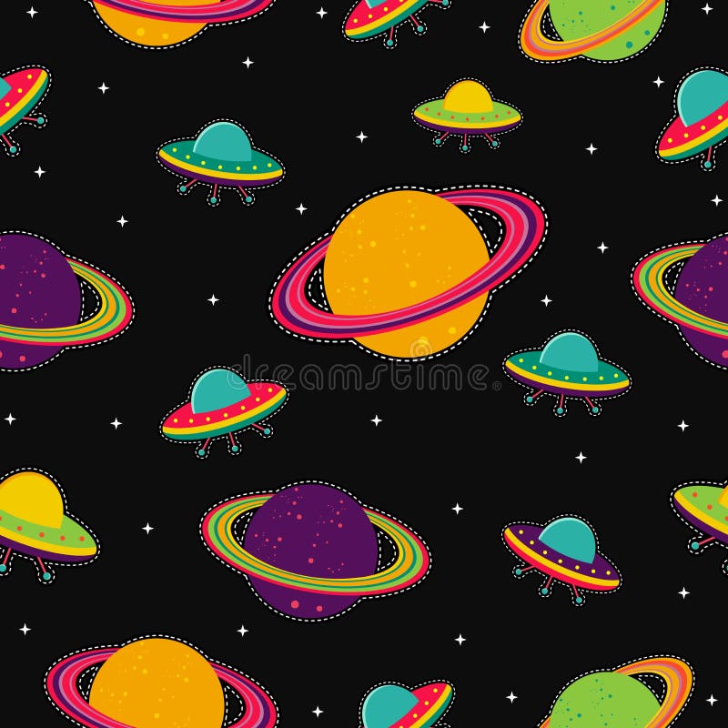 Space Planet Designs Stitch Patch Seamless Pattern Stock Vector ...