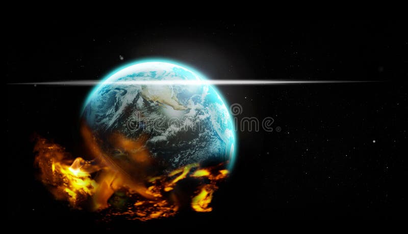 Space, Planet Earth on Fire and Global Warming for World Crisis ...