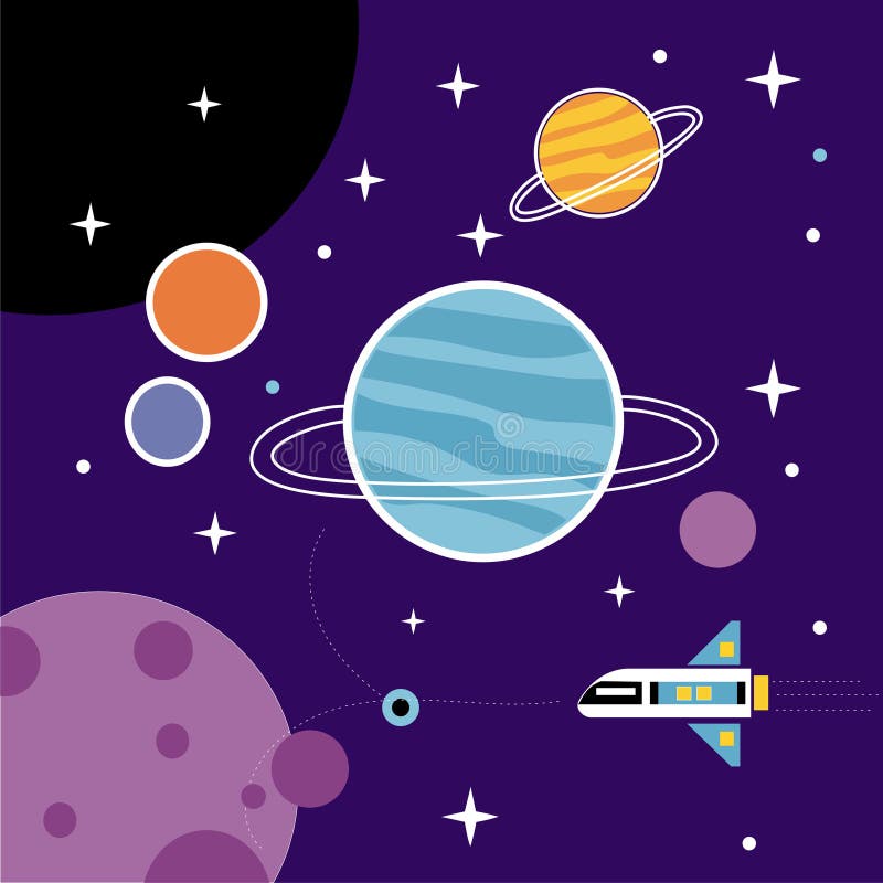 Space Planet Illustration. Solar System Vector. Cosmos Galaxy Artwork ...