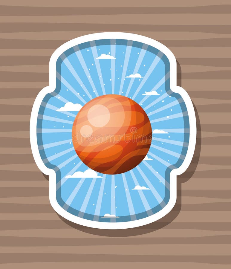 Space Planet Over Striped Label Design Vector Illustration Stock Vector ...
