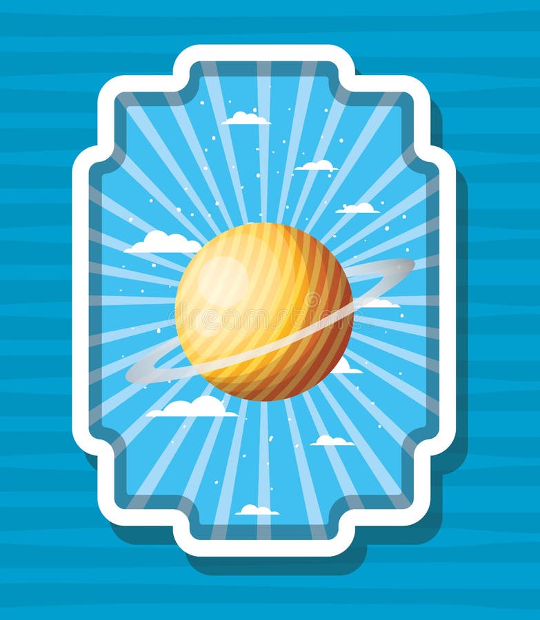 Space Planet Over Striped Label Design Vector Illustration Stock Vector ...