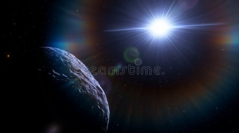 Space Planet Star Galaxy in Sunlight, Space Background. 3d Render Stock ...