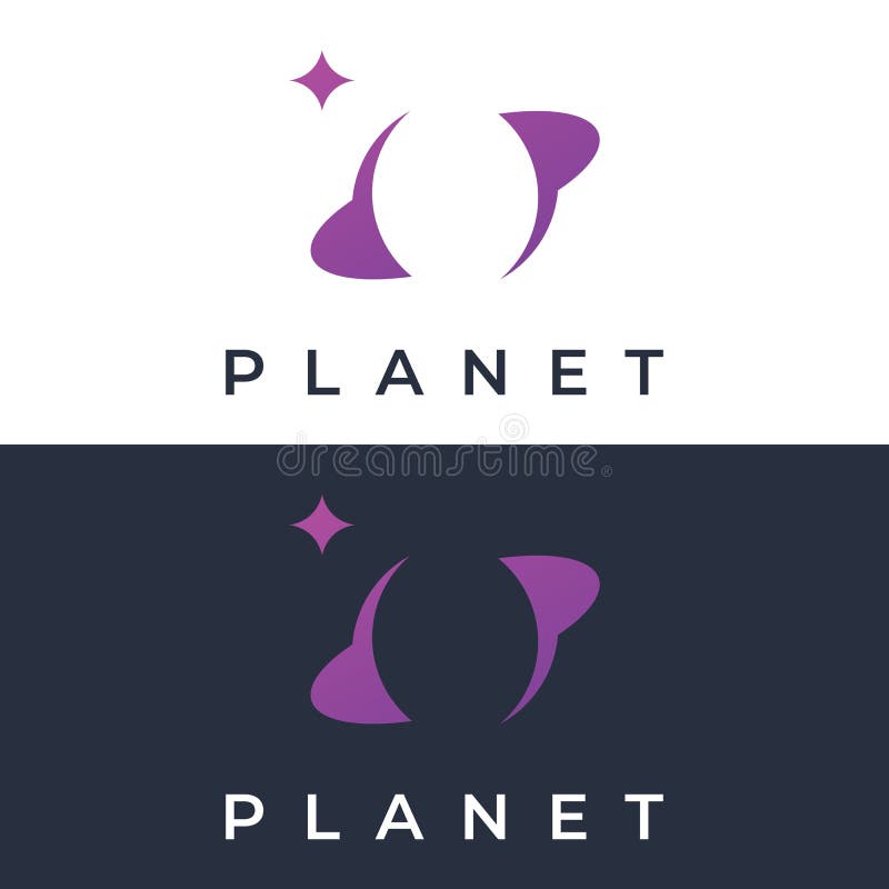 Space Planet Template Logo Vector Design Surrounded by Rings or Orbits ...