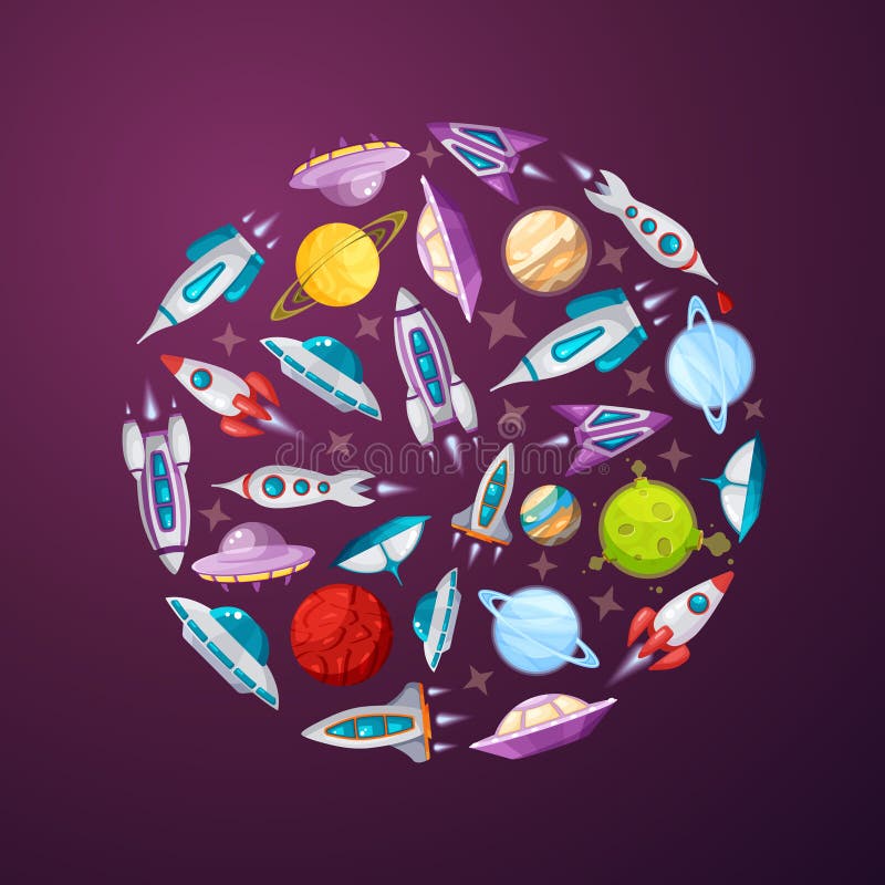 Space. Planets Astronauts Rockets Universe Galaxy Exploring Stock ...