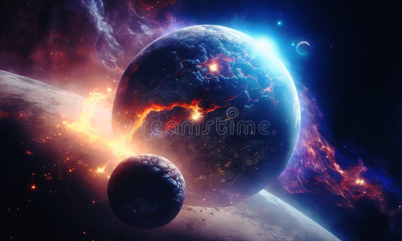 Space Planets Background. Distant Planetscape in Cosmos with Exoplanets ...