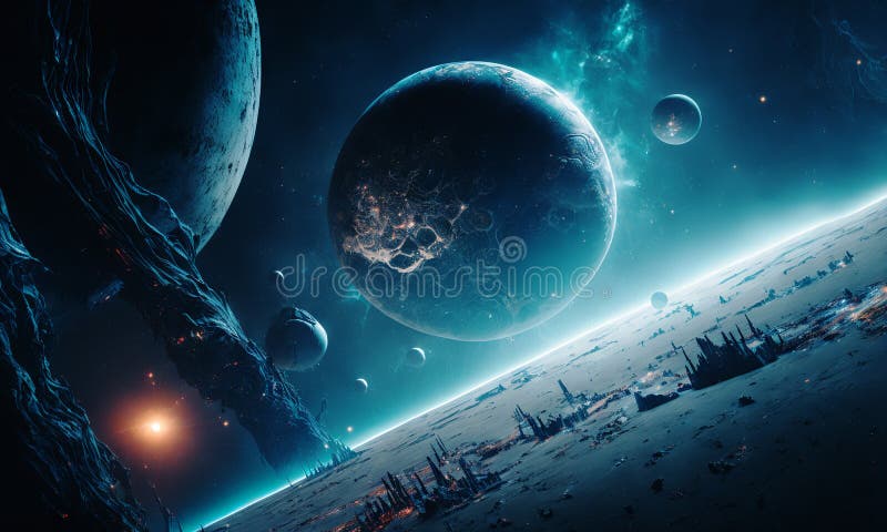 Space Planets Background. Distant Planetscape in Cosmos with Exoplanets ...