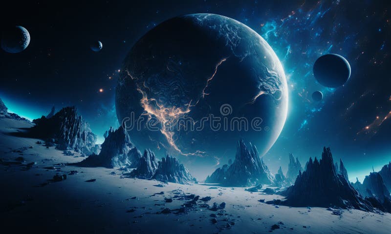 Space Planets Background. Distant Planetscape in Cosmos with Exoplanets ...