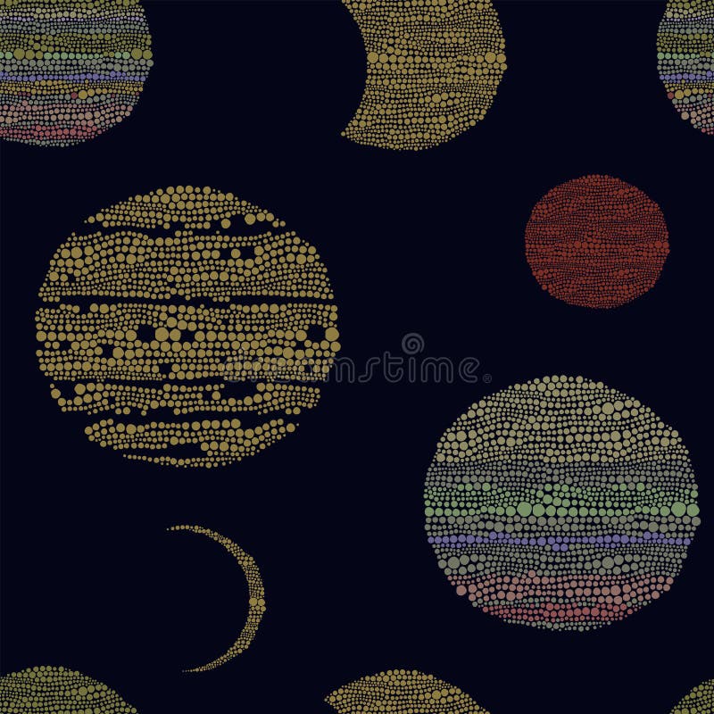 Illustration with Moon Phases, Stylized Abstract Pattern with Beautiful ...