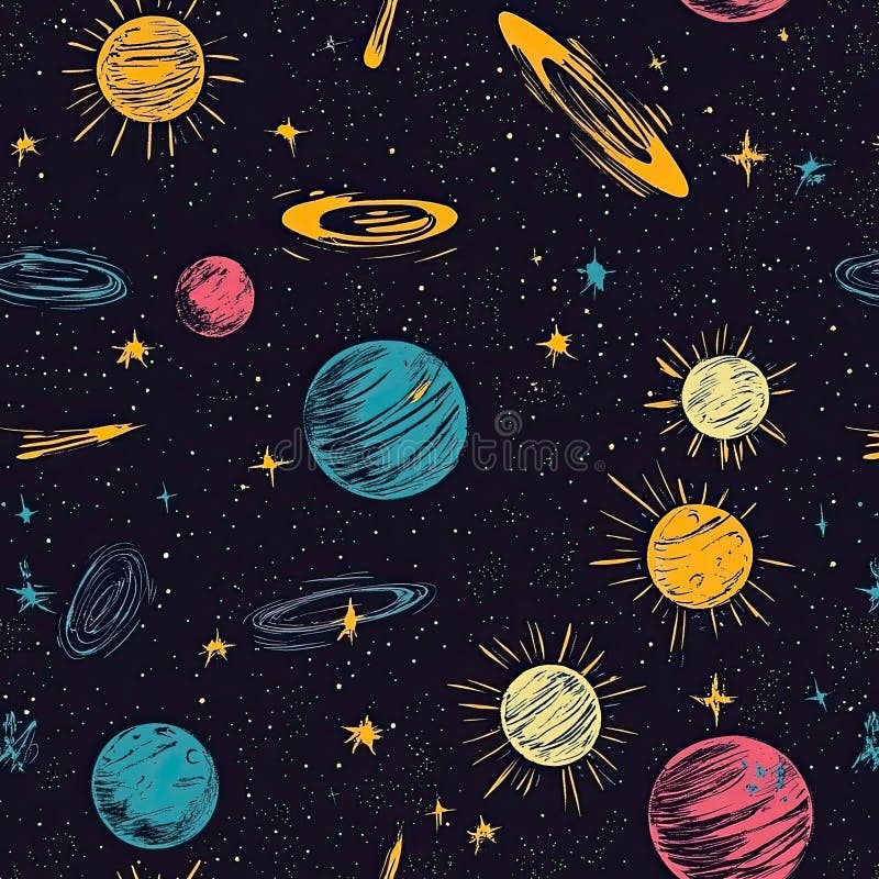 Space Planets Pattern stock illustration. Illustration of astronomy ...