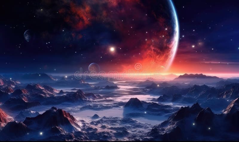 Space Planets and Stars in Space. 3d Landscape Photo. Generative AI ...