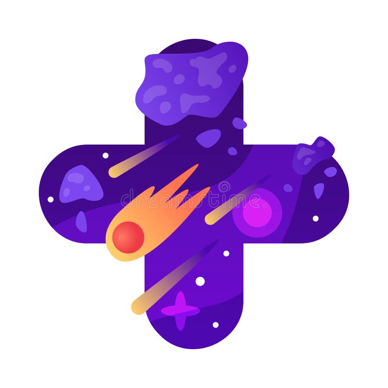 Space Plus Sign with Comet and Starry Sky Vector Illustration Stock ...