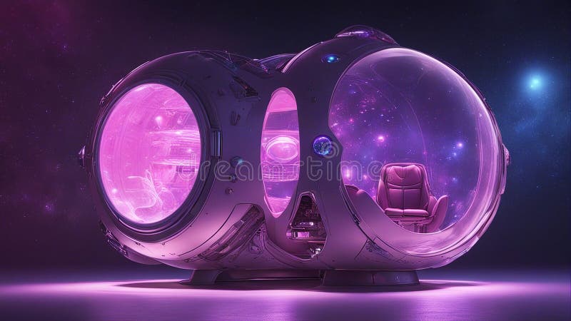 A Space Pod In Space That Has A Quirky And Alien Design The Space Pod Is Purple And Has A