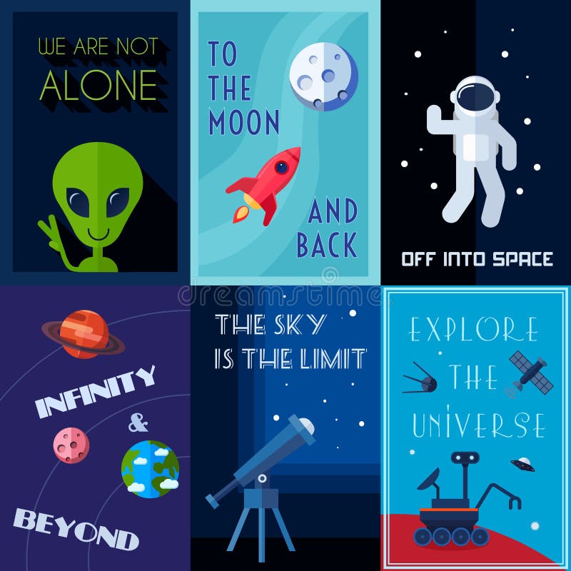 Space Poster Set stock vector. Illustration of mini, meteor - 50173649