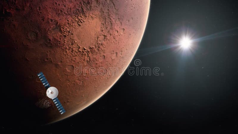Space Probe Flying by Mars the Red Planet Stock Video - Video of shot, planet: 359139139