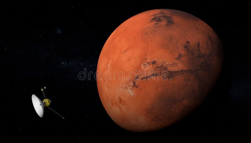 Space Probe Flying To Mars. Space Exploration Stock Image - Image of ...