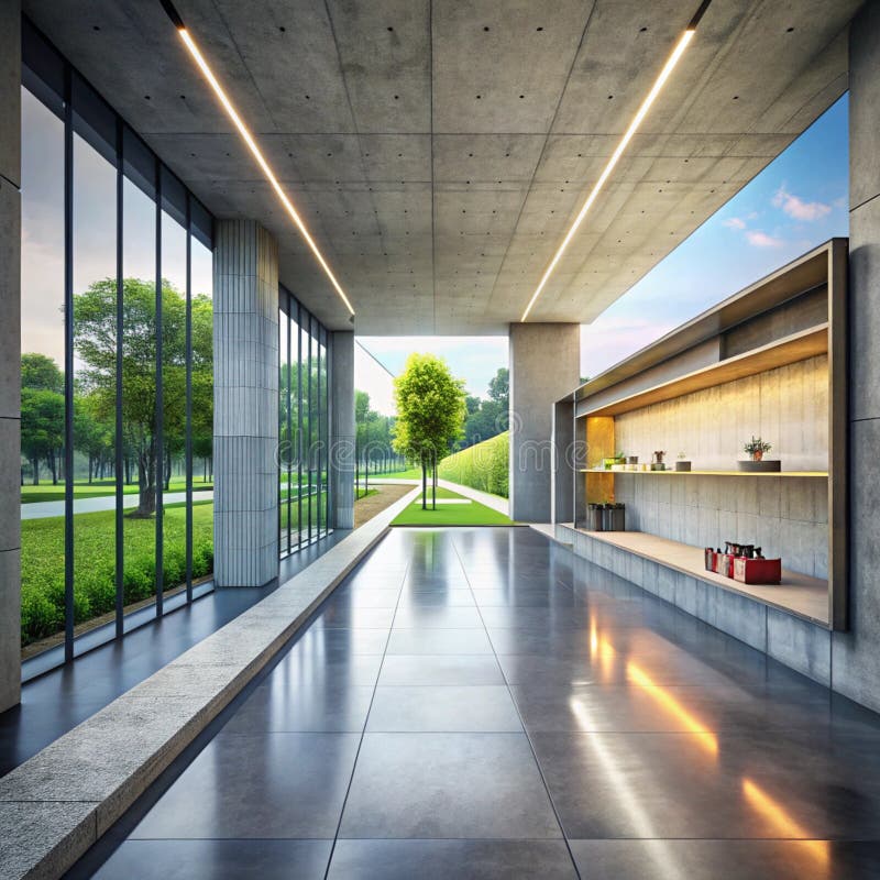 Space for Product Showcases in a Concrete Hallway Stock Illustration ...