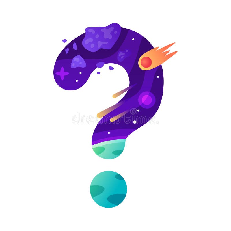 Space Question Mark As Punctuation Sign with Comet and Starry Sky ...