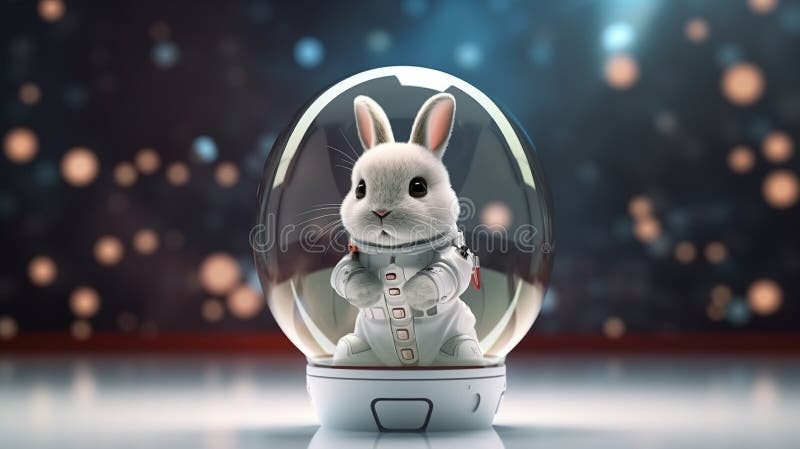 Space Rabbit in a Glass Jar with Ai Generated Stock Illustration ...