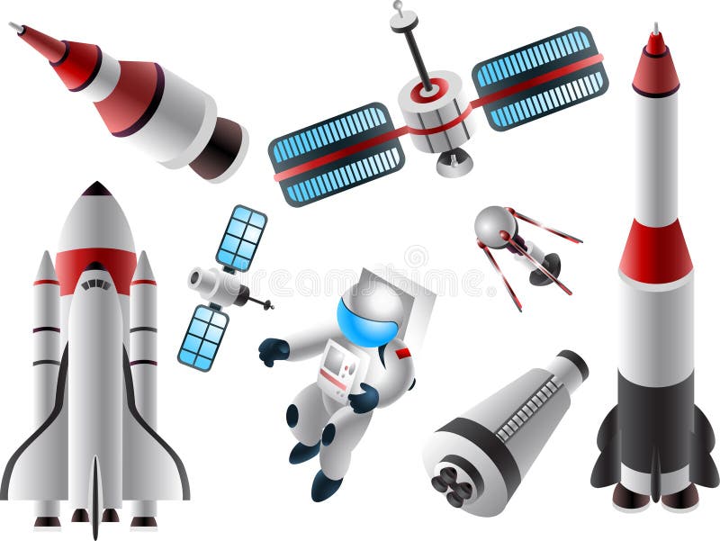 Space race cartoon icons stock illustration. Illustration of element ...